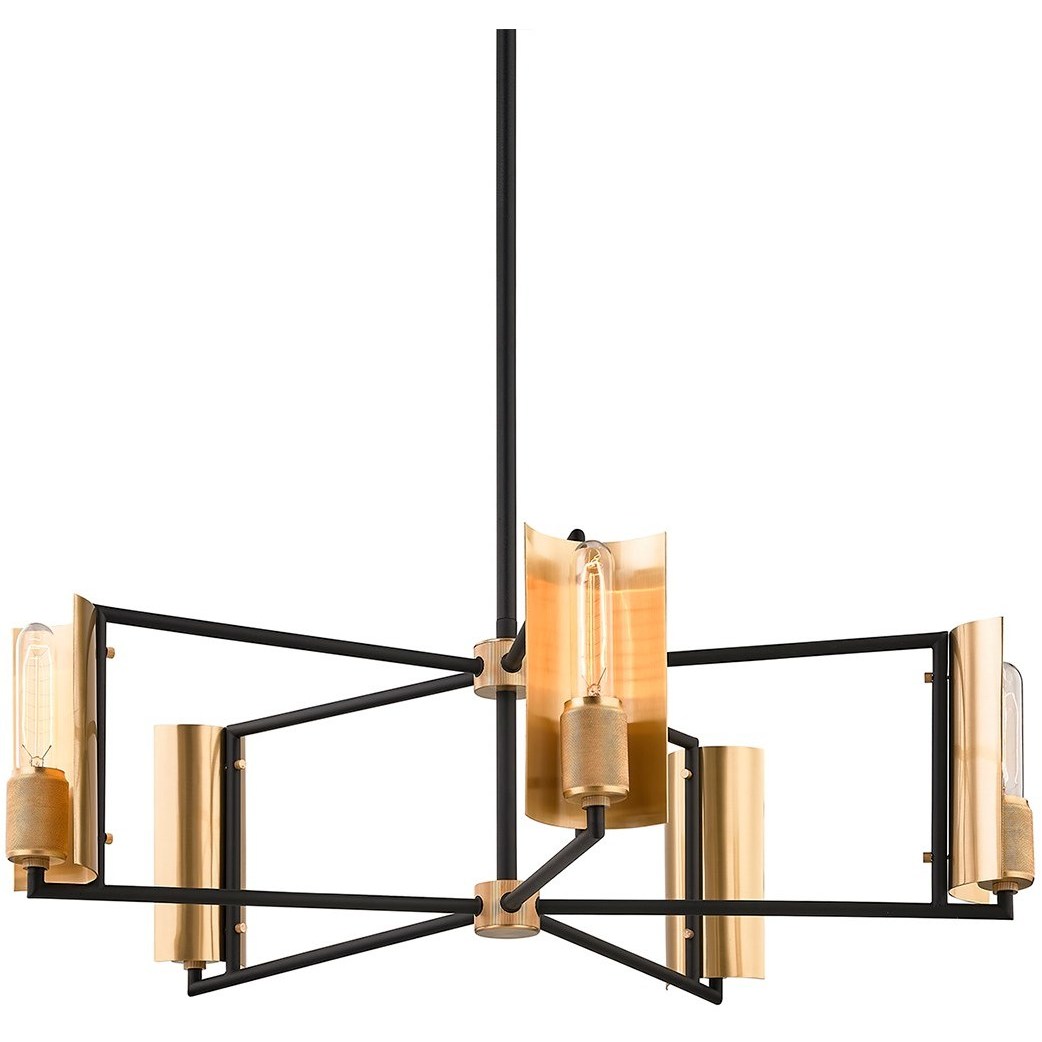 Troy Lighting F6785-SBK/BBA Emerson 5 Light 32 inch Soft Off Black and ...